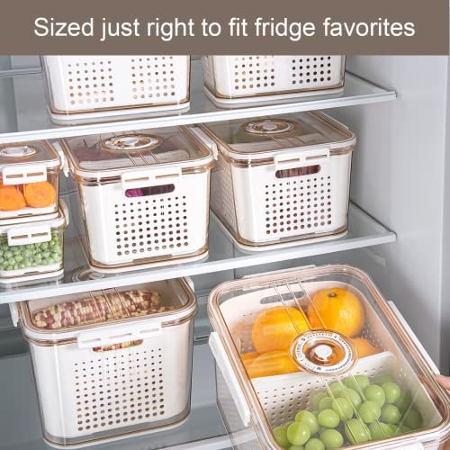 OCOSOLO Fridge Vegetable and Fruit Storage Containers - Set of 3 Produce Storage Containers with Lids and Vents - Save containers for storing fresh vegetables, fruit, salads, berries