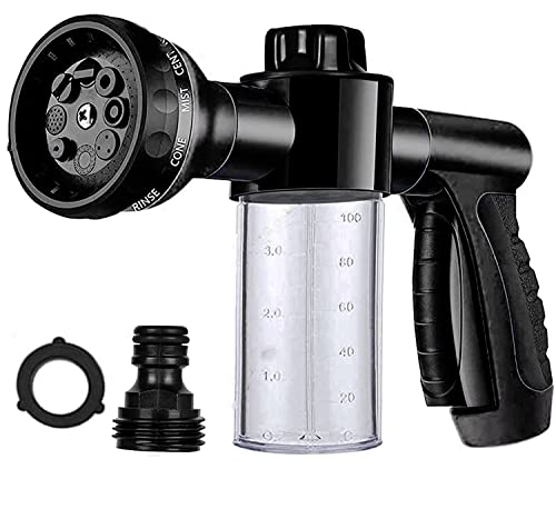 Horse Soap Sprayer Nozzle 8 Function, Car Wash Soap Sprayer Foam Sprayer Gun with 3.5oz/100cc Soap Dispenser Bottle, Car Wash Mitt, Foam Sprayer for Car Washing, Pets Showering