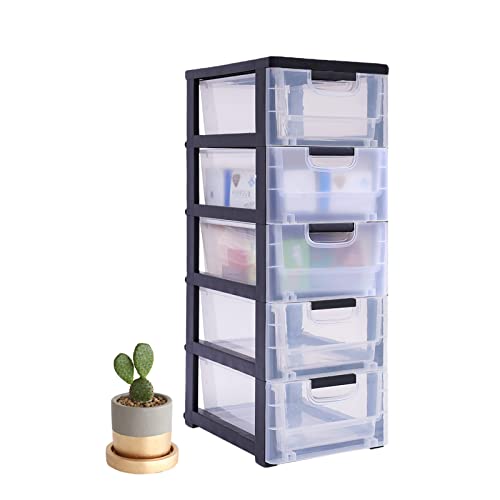 TBVECHI 5 Layer Storage Drawer, Plastic Dresser Storage Tower Closet Organizer Unit for Home Office Bedroom