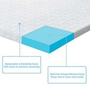 Cambividas 3 Inch King Size Memory Foam Mattress Topper, High Density Cooling Gel Mattress Topper for Pressure Relief, Bed Mattress Topper with Removable Bamboo Cover, CertiPUR-US Certified