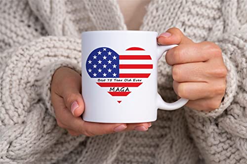 Qsavet 75th Birthday Gifts For Women, Trump Coffee Mugs for 75 Year Old, 1948 Birthday Gifts for Men, Novelty Coffee Mug for Mom, Dad, Family, Neighbor, Coworker, Teacher - 11oz Trump Mug