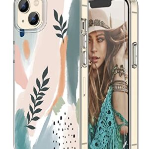 Noyabox iPhone 14 Case for Women, [with Screen Protector] iPhone 13 Case for Women Slim Fit Boho Floral Design, Never Fade Pattern, Shockproof & Non-Fading, 6.1 Inch