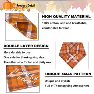 ADOGGYGO Thanksgiving Dog Bandanas, Orange Plaid Pet Scarf, Premium Cotton Fabric, Multiple Sizes Offered, Fall Thanksgiving Bandanas for Small Medium Dogs Pets (Small, Thanksgiving)