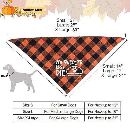 ADOGGYGO Thanksgiving Dog Bandanas, Orange Plaid Pet Scarf, Premium Cotton Fabric, Multiple Sizes Offered, Fall Thanksgiving Bandanas for Small Medium Dogs Pets (Small, Thanksgiving)