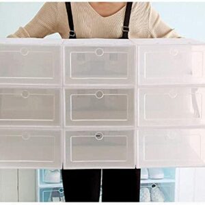 20/24 Pack Shoe Box Side Open, Clamshell Shoe Storage Container, Clear Shoe Boxes Stackable, Plastic Stackable Shoe Storage Organizer Shoe Container Sneaker Box for Men Women Shoes (20 Pack White)