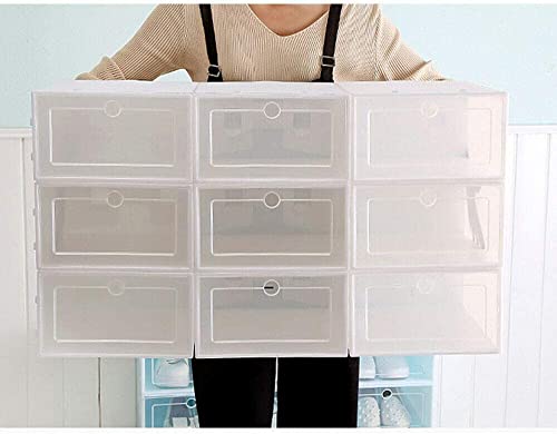 20/24 Pack Shoe Box Side Open, Clamshell Shoe Storage Container, Clear Shoe Boxes Stackable, Plastic Stackable Shoe Storage Organizer Shoe Container Sneaker Box for Men Women Shoes (20 Pack White)