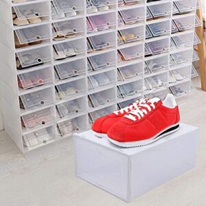 20/24 Pack Shoe Box Side Open, Clamshell Shoe Storage Container, Clear Shoe Boxes Stackable, Plastic Stackable Shoe Storage Organizer Shoe Container Sneaker Box for Men Women Shoes (20 Pack White)