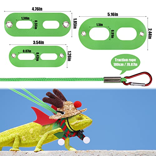 1 Set Bearded Dragon Christmas Costume, 7pcs Bearded Dragon Christmas Clothes Accessories Bearded Dragon Scarf Santa Hat Small Lizard Leash Harness for Reptile Christmas Holiday Cosplay (Green & Red)