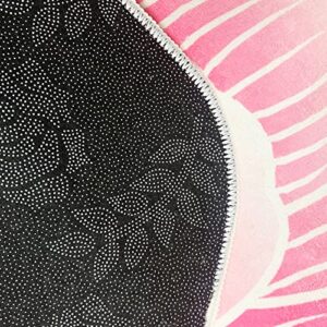 USTIDE Pink Flower Shaped Area Rug Washable Round Floral Carpet Absorbent Bathroom Rug Super Soft Round Play Rug for Kitchen Bedroom Living Room Nursery Decoration (39.3")