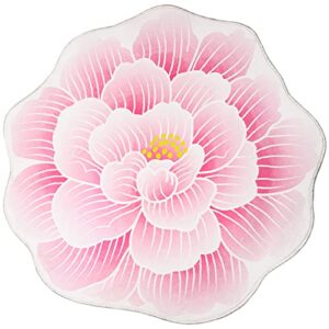 USTIDE Pink Flower Shaped Area Rug Washable Round Floral Carpet Absorbent Bathroom Rug Super Soft Round Play Rug for Kitchen Bedroom Living Room Nursery Decoration (39.3")