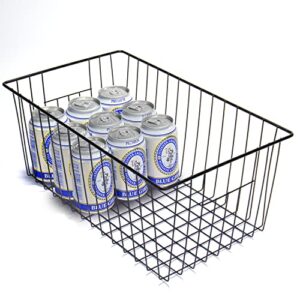 16inch Freezer Wire Storage Organizer Baskets, Household Refrigerator Bins with Built-in Handles for Cabinet, Pantry, Closet, Bedroom