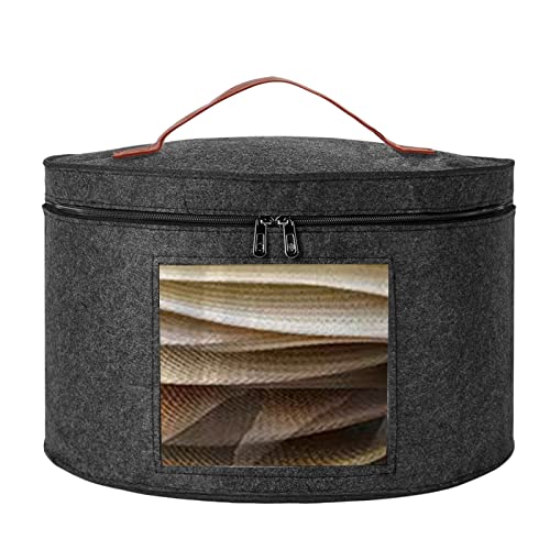 Munskine Hat Boxes for Women Storage & Men Foldable Hat Storage Boxes - Large Capacity Storage Box With Lids Round Box for Travel With Dustproof Lid Toy Storage - Dark Grey