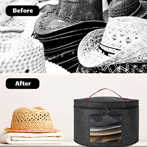 Munskine Hat Boxes for Women Storage & Men Foldable Hat Storage Boxes - Large Capacity Storage Box With Lids Round Box for Travel With Dustproof Lid Toy Storage - Dark Grey