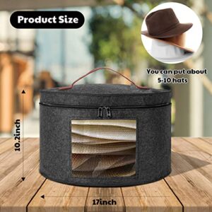 Munskine Hat Boxes for Women Storage & Men Foldable Hat Storage Boxes - Large Capacity Storage Box With Lids Round Box for Travel With Dustproof Lid Toy Storage - Dark Grey