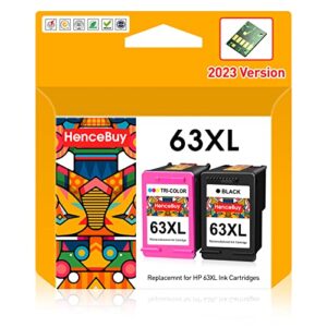 hencebuy remanufactured ink cartridge replacement for hp ink 63 63xl ink cartridges black and color for hp officejet 3830 4650 5255 envy 4520 4512 4513 deskjet 1112 2130 printer (1 black 1 tri-color)