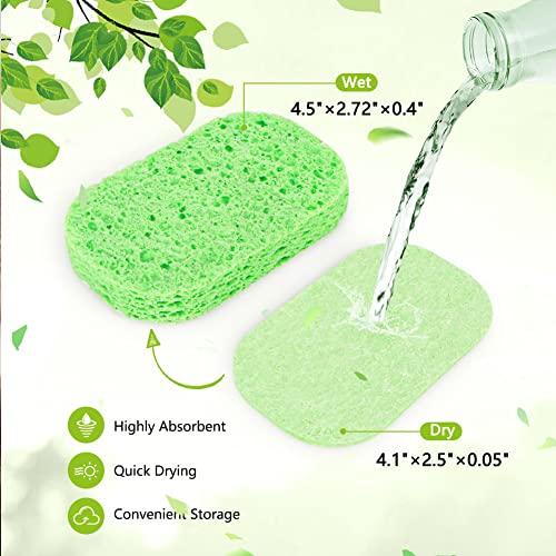 HOMEXCEL Cellulose Sponges Pack of 12,Natural Non-Scratch Cleaning Scrub Sponges for Kitchen and Household,Compressed Dish Washing Sponge Safe for Non-Stick Cookware