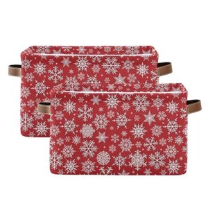 Bolaz Foldable Storage Basket, Cube Organizer Bins Christmas Pattern with White Snowflakes on Red Background Bag Dual Handles for Closet Shelf Christmas 3 one size x1 (g287633336p505c540s1092)