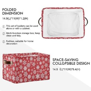 Bolaz Foldable Storage Basket, Cube Organizer Bins Christmas Pattern with White Snowflakes on Red Background Bag Dual Handles for Closet Shelf Christmas 3 one size x1 (g287633336p505c540s1092)