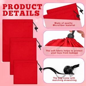 10 Set Toy Storage Adult Foldable Ditty Bag Toy Bags Multi Purpose Camping Bags Storage Adjustable Small Drawstring Bag Microfiber Pouch Stuff Sack (Red, 6 x 6 Inch/ 10 x 7 Inch/ 12 x 9 Inch)