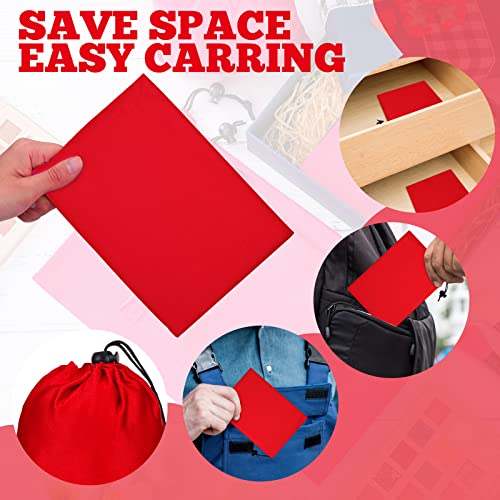 10 Set Toy Storage Adult Foldable Ditty Bag Toy Bags Multi Purpose Camping Bags Storage Adjustable Small Drawstring Bag Microfiber Pouch Stuff Sack (Red, 6 x 6 Inch/ 10 x 7 Inch/ 12 x 9 Inch)