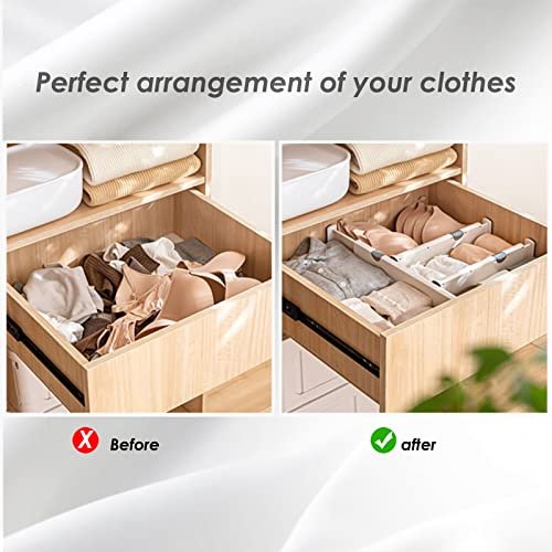 Plastic Drawer Dividers 6 Set Drawer Partitions Expandable from 11-17 Inch Drawer Organizer Separator Clothes Kitchenware Storage Organizer Shelf Wardrobe Closet Dresser Office Dividers Drawer Insert