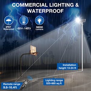 Allsmartlife Solar Street Light Outdoor Waterproof, 550W 420LED IP67 Security Led Exterior Lights with Remote Control, Street Lights Dusk to Dawn with Motion Sensor for Commercial Lighting, Yard