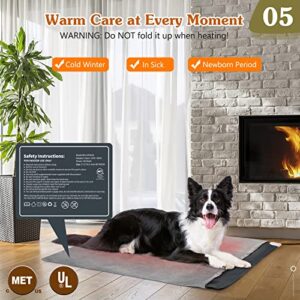 VavoPaw Pet Heating Pad for Dogs,Dog Cat Heating Pad with Temperature Adjustable & Timer,Electric Heating Pad Waterproof Dog Heated Blanket Indoor Heated Cat Bed, 31.49x35.43 Inch/80x90CM