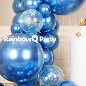 RainbowQ Party 55PCS Blue Metallic Balloons Different Sizes 18/12/5 Inch and Blue Confetti Balloons Shiny Latex Helium Balloons Set for Anniversary Graduation Wedding Birthday Party Decorations