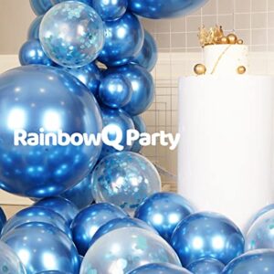 RainbowQ Party 55PCS Blue Metallic Balloons Different Sizes 18/12/5 Inch and Blue Confetti Balloons Shiny Latex Helium Balloons Set for Anniversary Graduation Wedding Birthday Party Decorations