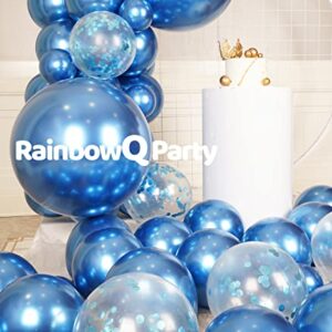 RainbowQ Party 55PCS Blue Metallic Balloons Different Sizes 18/12/5 Inch and Blue Confetti Balloons Shiny Latex Helium Balloons Set for Anniversary Graduation Wedding Birthday Party Decorations