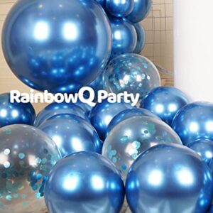 RainbowQ Party 55PCS Blue Metallic Balloons Different Sizes 18/12/5 Inch and Blue Confetti Balloons Shiny Latex Helium Balloons Set for Anniversary Graduation Wedding Birthday Party Decorations