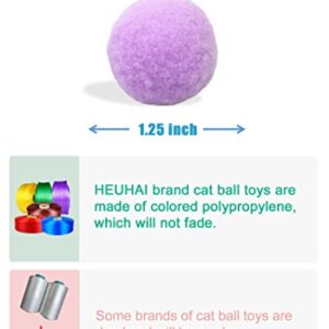 HEUHAI Cat Balls, 40 Pack 1.25 Inches 10 Colors, Soft and Non-Fading Cat Toy Balls, Cats, Ferrets, for Small and Medium Breed Sizes