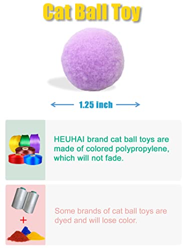 HEUHAI Cat Balls, 40 Pack 1.25 Inches 10 Colors, Soft and Non-Fading Cat Toy Balls, Cats, Ferrets, for Small and Medium Breed Sizes