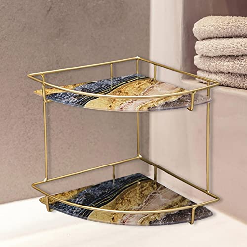 Gazechimp 2 Tier Makeup Storage Shelf Display Decoration Stand Corner Cosmetic Countertop Organizer for Bathroom, Kitchen, Office, Bedroom, Dresser, Style B