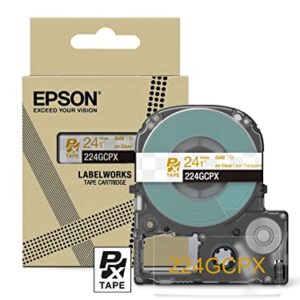 LABELWORKS Epson LW-C610PX Go for Gold Bundle – Label Maker and Gold Tapes, Gold on Black, Gold on Clear, Gold Ribbon & Metallic Gold - LW-C610PX, 224GBPX, 224GCPX, 212RBGPX, 218BMETGPX