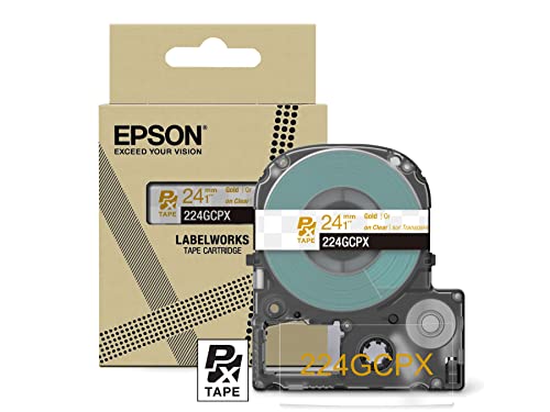 LABELWORKS Epson LW-C610PX Go for Gold Bundle – Label Maker and Gold Tapes, Gold on Black, Gold on Clear, Gold Ribbon & Metallic Gold - LW-C610PX, 224GBPX, 224GCPX, 212RBGPX, 218BMETGPX