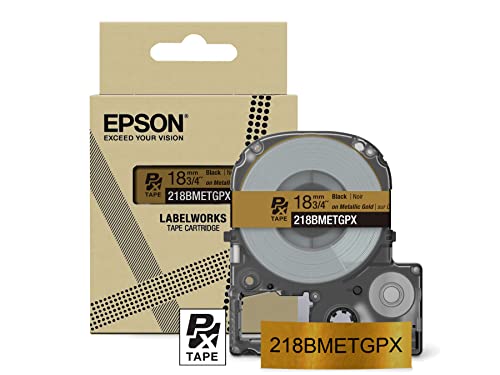 LABELWORKS Epson LW-C610PX Go for Gold Bundle – Label Maker and Gold Tapes, Gold on Black, Gold on Clear, Gold Ribbon & Metallic Gold - LW-C610PX, 224GBPX, 224GCPX, 212RBGPX, 218BMETGPX