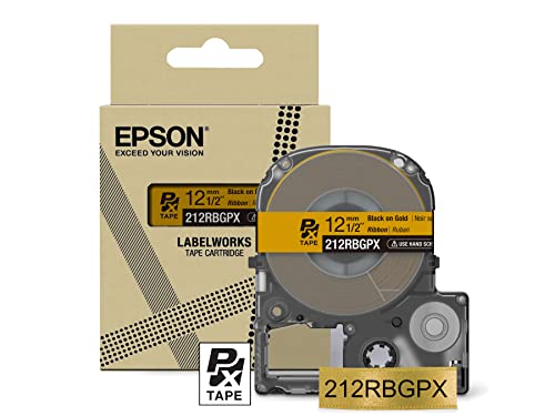 LABELWORKS Epson LW-C610PX Go for Gold Bundle – Label Maker and Gold Tapes, Gold on Black, Gold on Clear, Gold Ribbon & Metallic Gold - LW-C610PX, 224GBPX, 224GCPX, 212RBGPX, 218BMETGPX