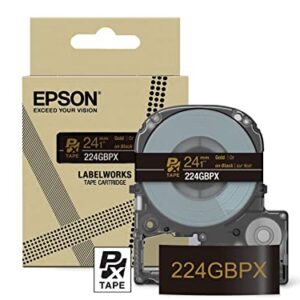 LABELWORKS Epson LW-C610PX Go for Gold Bundle – Label Maker and Gold Tapes, Gold on Black, Gold on Clear, Gold Ribbon & Metallic Gold - LW-C610PX, 224GBPX, 224GCPX, 212RBGPX, 218BMETGPX