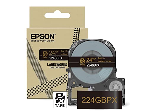 LABELWORKS Epson LW-C610PX Go for Gold Bundle – Label Maker and Gold Tapes, Gold on Black, Gold on Clear, Gold Ribbon & Metallic Gold - LW-C610PX, 224GBPX, 224GCPX, 212RBGPX, 218BMETGPX