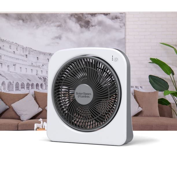 Better Homes & Gardens 9" Dual Power Portable Fan Indoor Outdoor Use 3 Speeds (White) BHS136111442001 (Renewed)