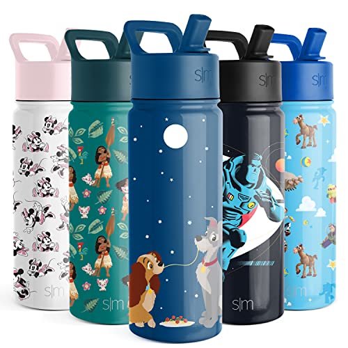 Simple Modern Disney Lady and the Tramp Kids Water Bottle with Straw Lid | Reusable Insulated Stainless Steel Cup for Girls, School | Summit Collection | 18oz, Lady and the Tramp