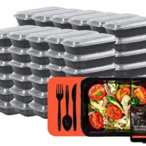 SQUATZ 50 Meal Prep Containers with Lids for Adults - 33oz, Microwave Safe, Reusable Food Storage, Freezer Safe, Leak-Free Lunch Container - Includes Utensils