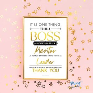 Gift For Boss Mentor Leader - 9" x 12" Metal Frame - For Both Men & Women - Christmas or Boss Day Present - Desk and Wall Art Boss Office Décor (Gold)