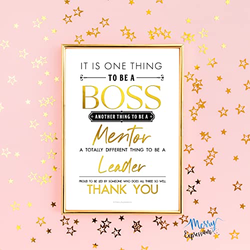 Gift For Boss Mentor Leader - 9" x 12" Metal Frame - For Both Men & Women - Christmas or Boss Day Present - Desk and Wall Art Boss Office Décor (Gold)