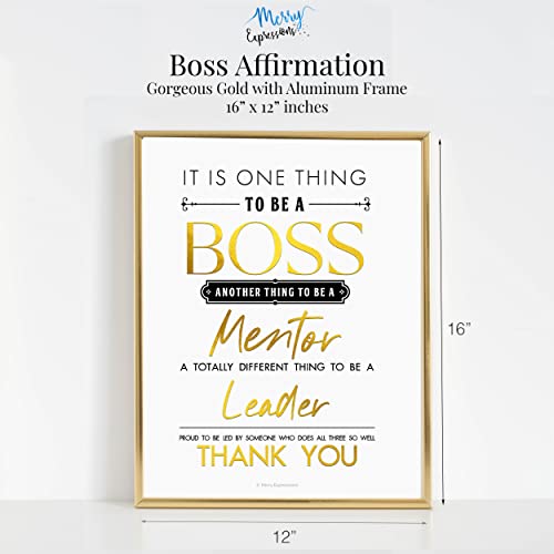 Gift For Boss Mentor Leader - 9" x 12" Metal Frame - For Both Men & Women - Christmas or Boss Day Present - Desk and Wall Art Boss Office Décor (Gold)