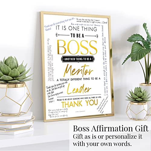 Gift For Boss Mentor Leader - 9" x 12" Metal Frame - For Both Men & Women - Christmas or Boss Day Present - Desk and Wall Art Boss Office Décor (Gold)