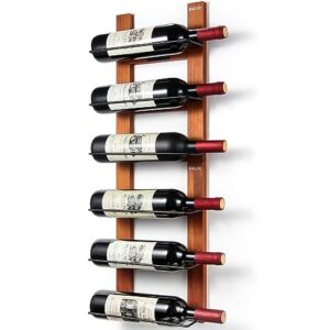 b4life wine racks wall mounted, wall wine bottle display rack 6 bottle wall wine racks for wine bottles, wood wine holder wall mounted for dining room, storage room, wine cellar, kitchen