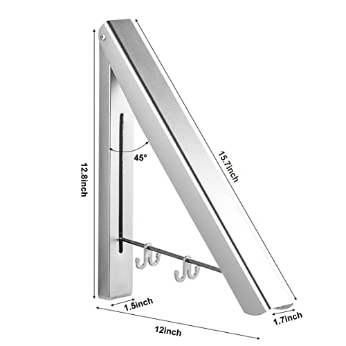 JYL HOME Wall Mounted Clothes Rack Retractable Hanger Space Saving Heavy Duty Wardrobe Hooks for Bathroom Balcony Aluminum, Silver, 1-Pack