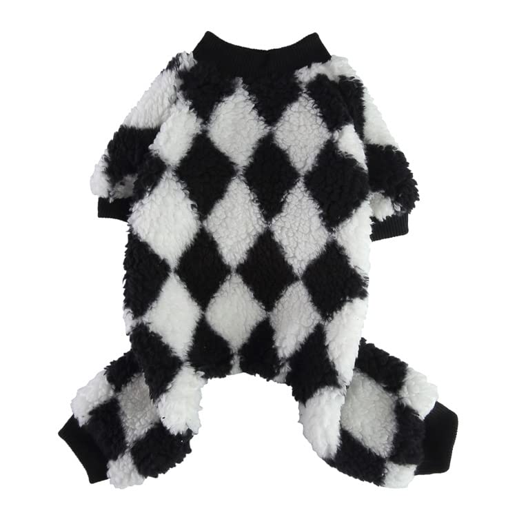 Petvins Dog Pajamas for Small Medium Dogs, Coral Fleece Dog Coat Clothes, Winter Costume for Puppy Cat, Black and White